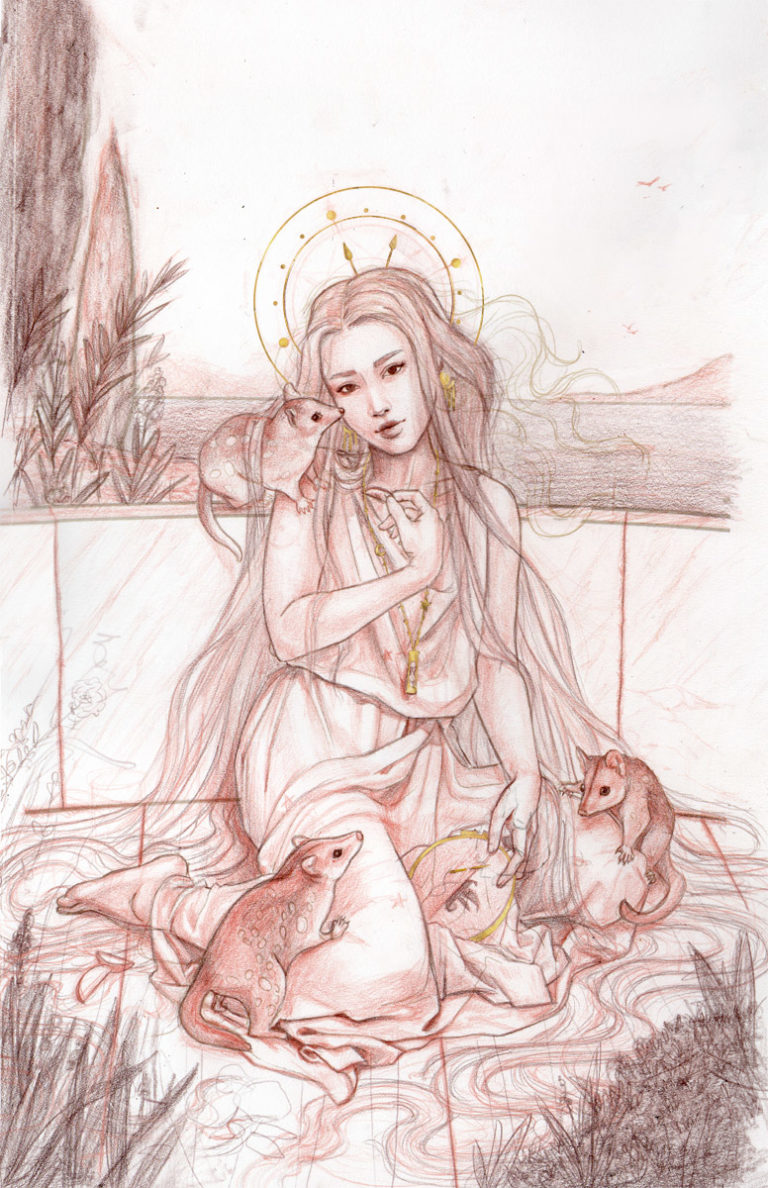 The Oracle's Embroidery Drawing - Original Art by Andrea Sipl - Every ...