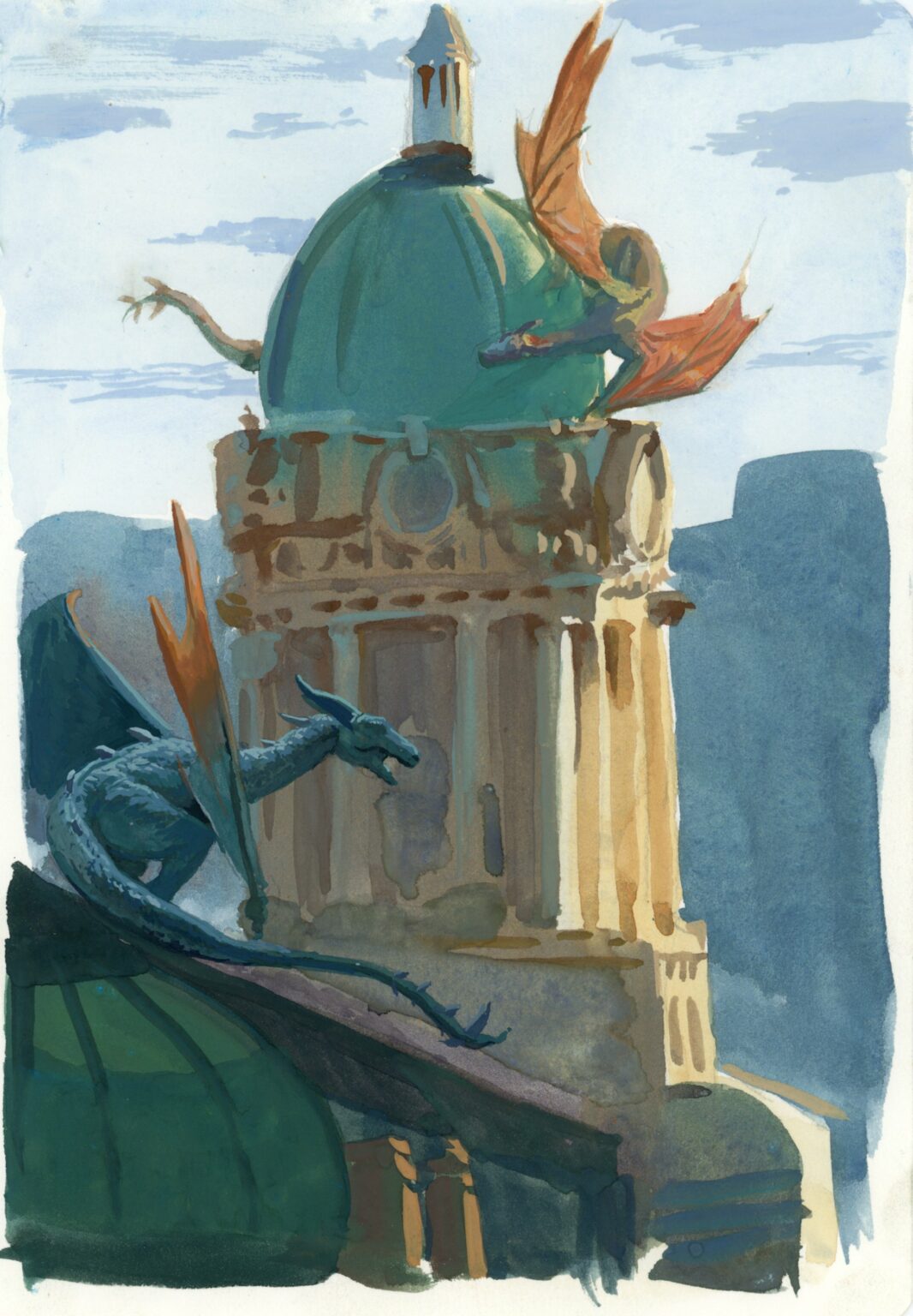 Curious Dragons - Original Art by Justin Donaldson - Every Day Original