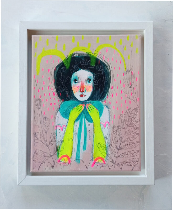 My neon yellow girl- Original Art by Silvia Pavarini - Every Day Original